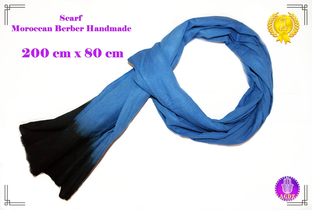 Handmade Moroccan Tuareg Turban Indigo Blue Scarf Authentic Berber ...