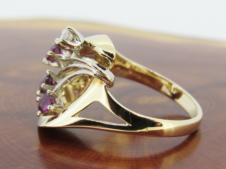 14K Yellow Gold Ruby & Diamond Ring - Etsy
