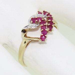 Vintage 10K Yellow Gold Double Heart Ruby & Diamond Ring - Etsy