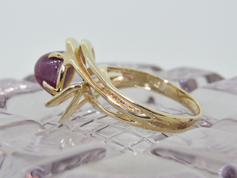 14K Yellow Gold Genuine Star Ruby Vintage Ring | Etsy
