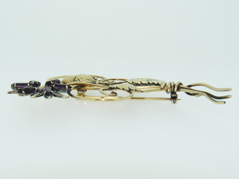 Vintage 12K Gold Amethyst Floral & Acorn Brooch Pin - Etsy