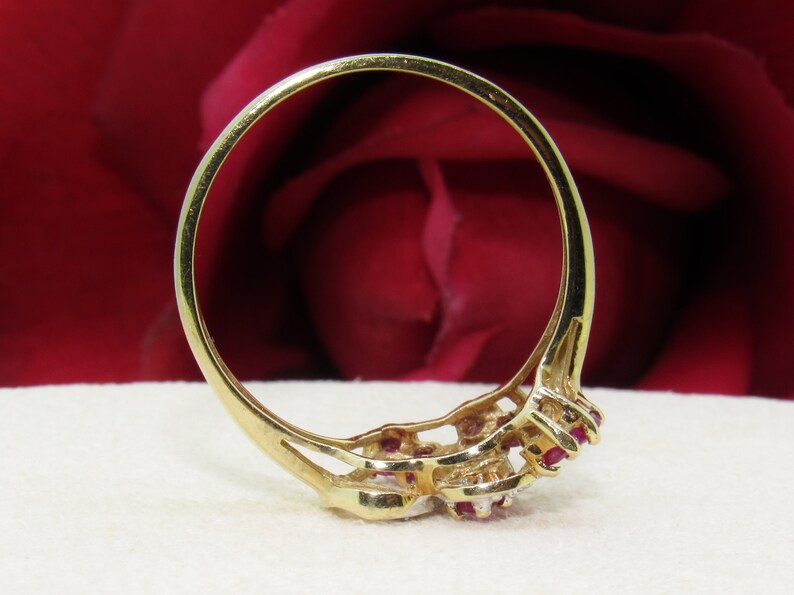 Vintage 10K Yellow Gold Double Heart Ruby & Diamond Ring - Etsy