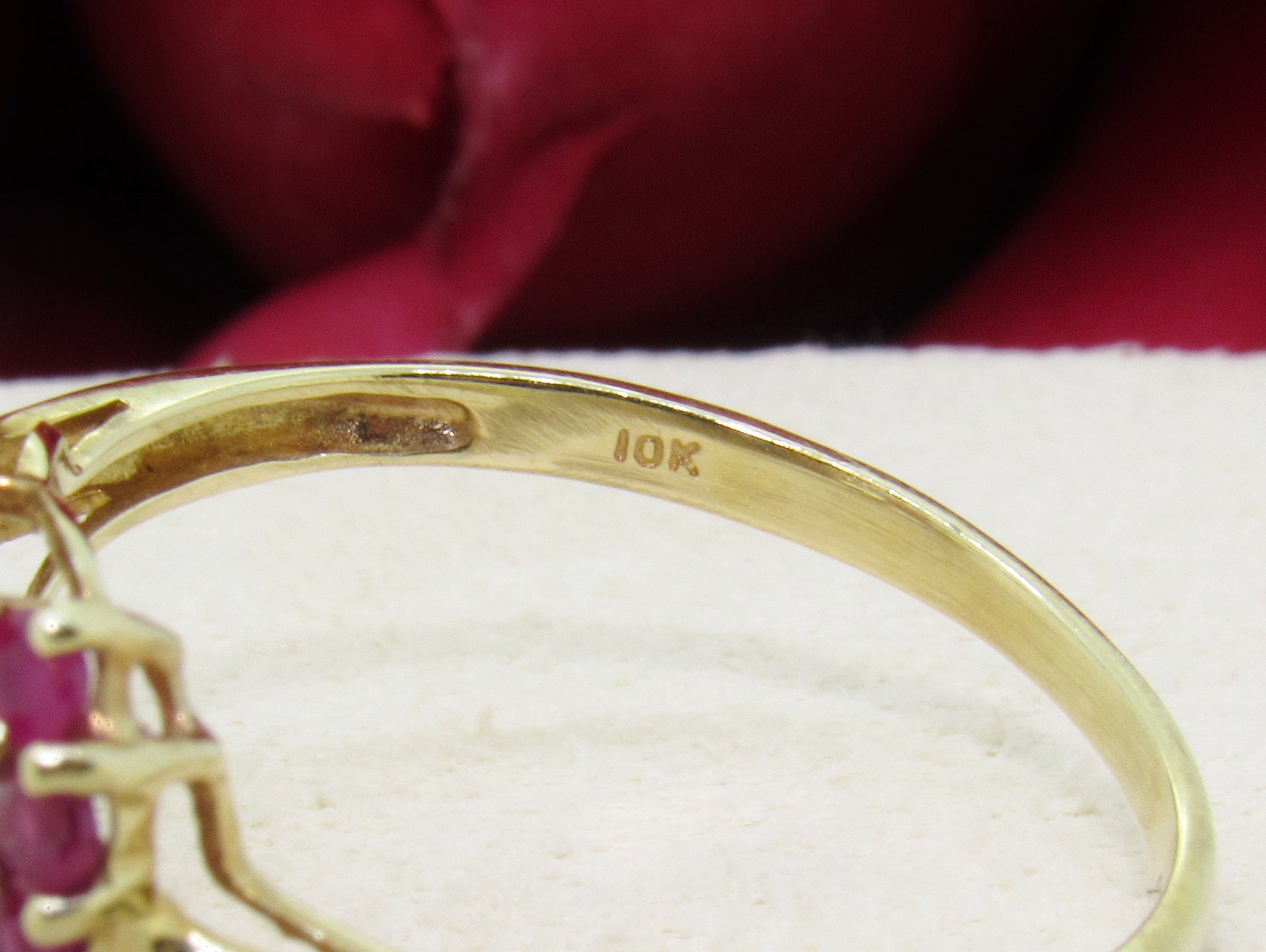 Vintage 10K Yellow Gold Double Heart Ruby & Diamond Ring | Etsy