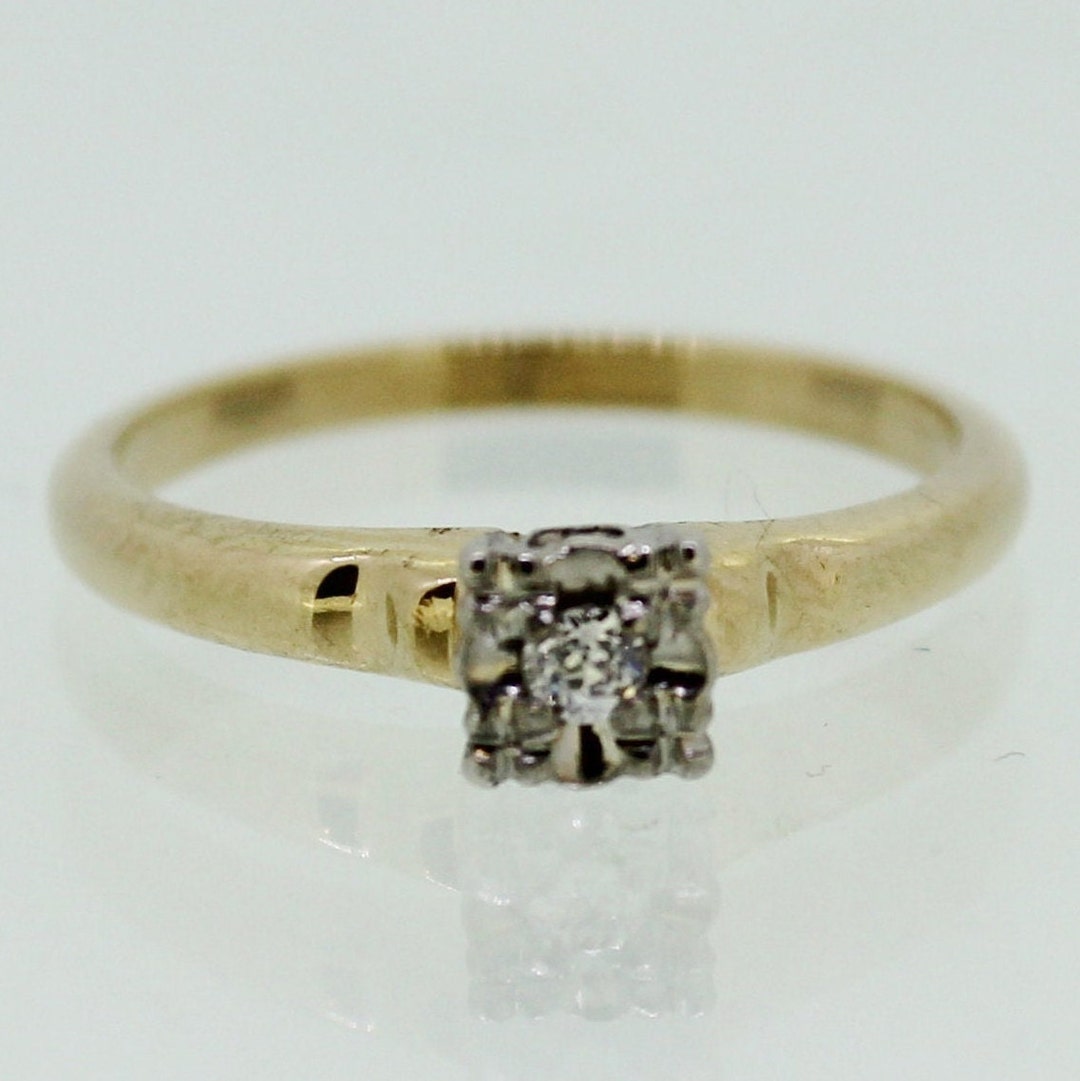 10K 2-tone Vintage Diamond Ring - Etsy
