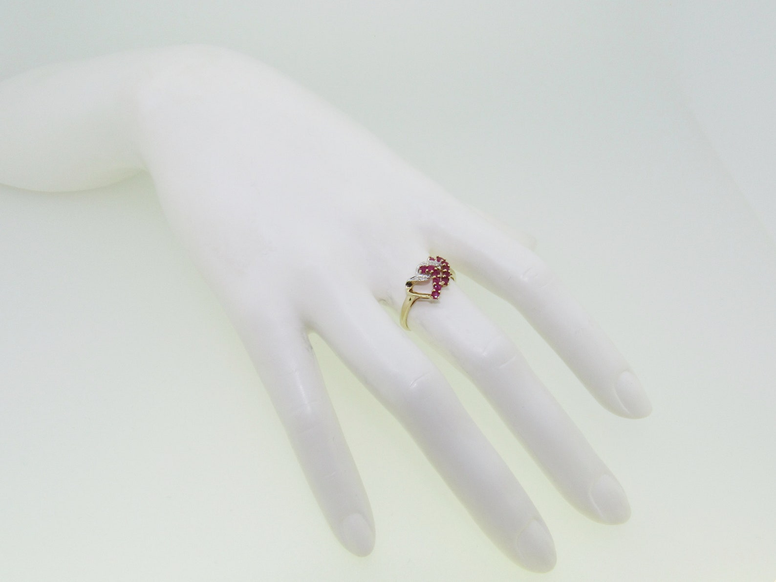 Vintage 10K Yellow Gold Double Heart Ruby & Diamond Ring - Etsy