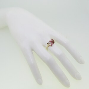 Vintage 10K Yellow Gold Double Heart Ruby & Diamond Ring - Etsy