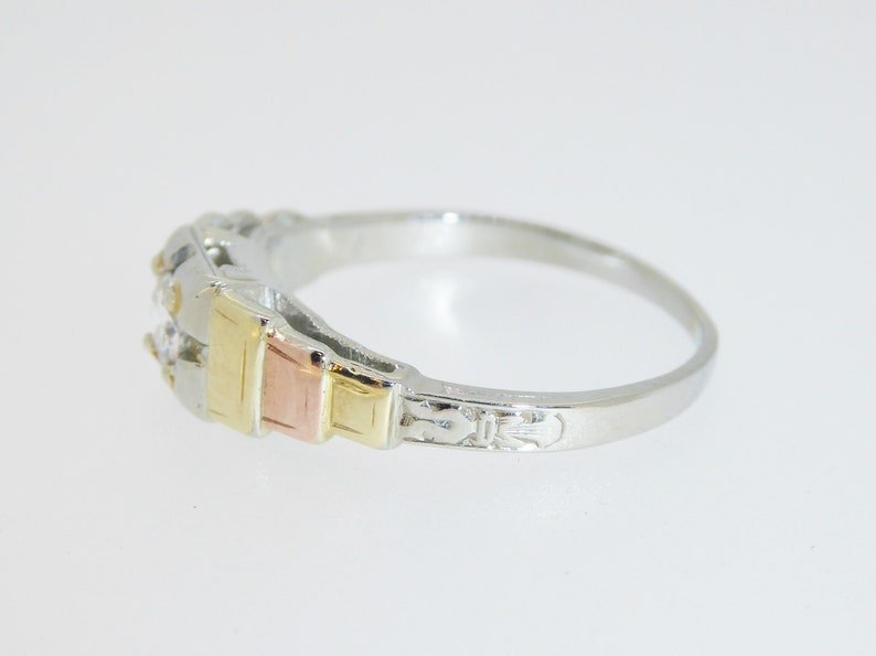 18K Tri-color Gold 1/5 CT Old Euro Diamond Engagement Ring - Etsy