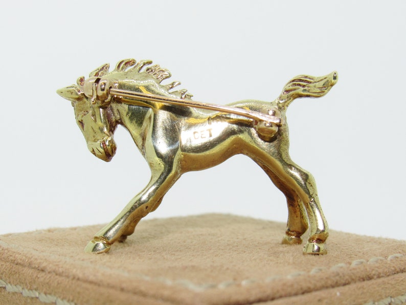Solid 14K Gold Stallion With Ruby Eye Petite Vintage Horse - Etsy