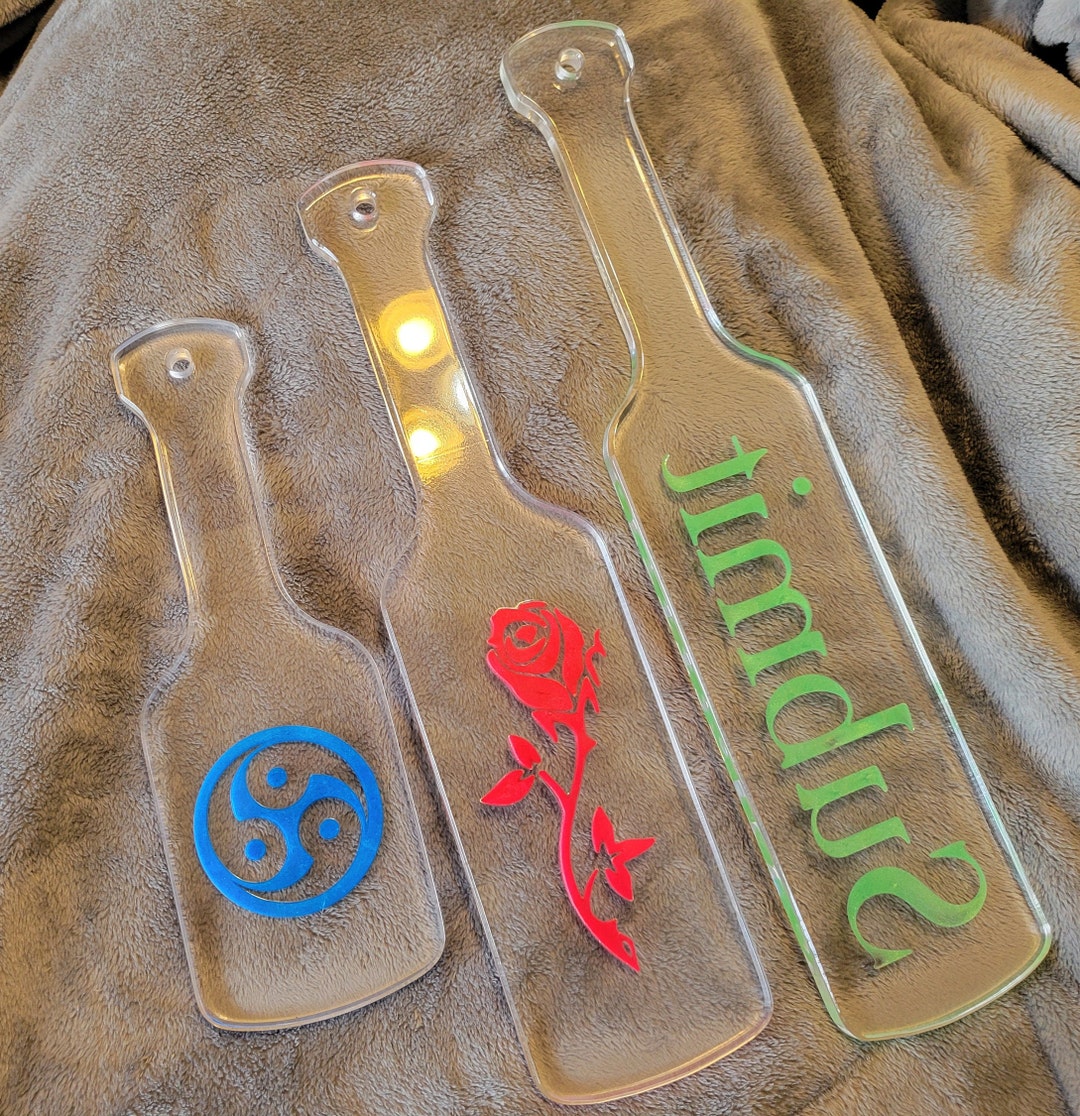 Clear Personalized Spanking Paddle Engraved Epoxy Filled 12