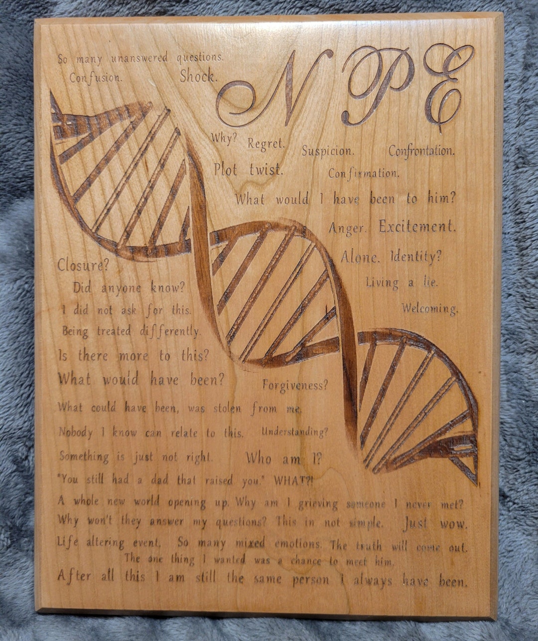 Npe Dna Double Helix Cherry Wood Plaque Laser Engraved - Etsy