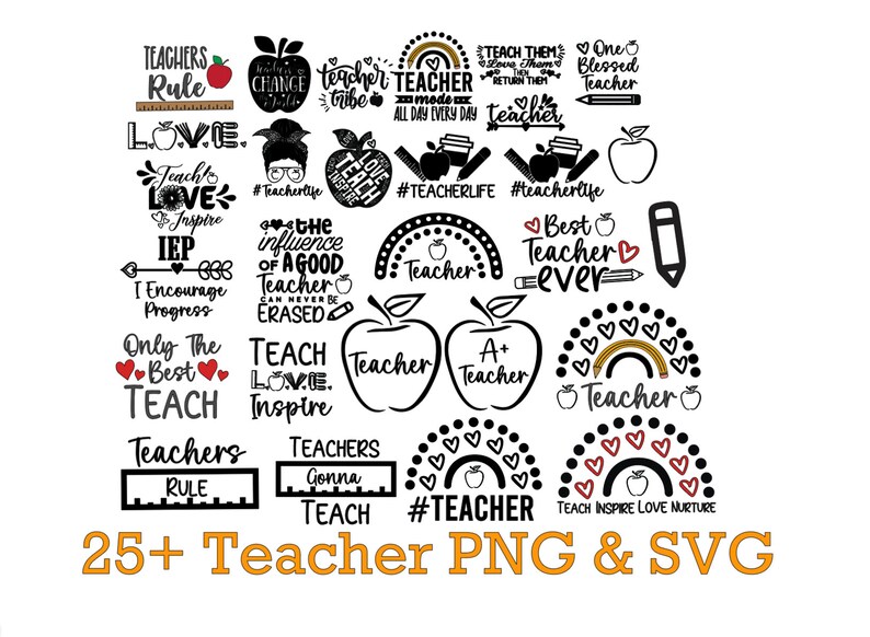 Teacher Bundle Svg Teacher Appreciation Svg Teacher Svg | Etsy