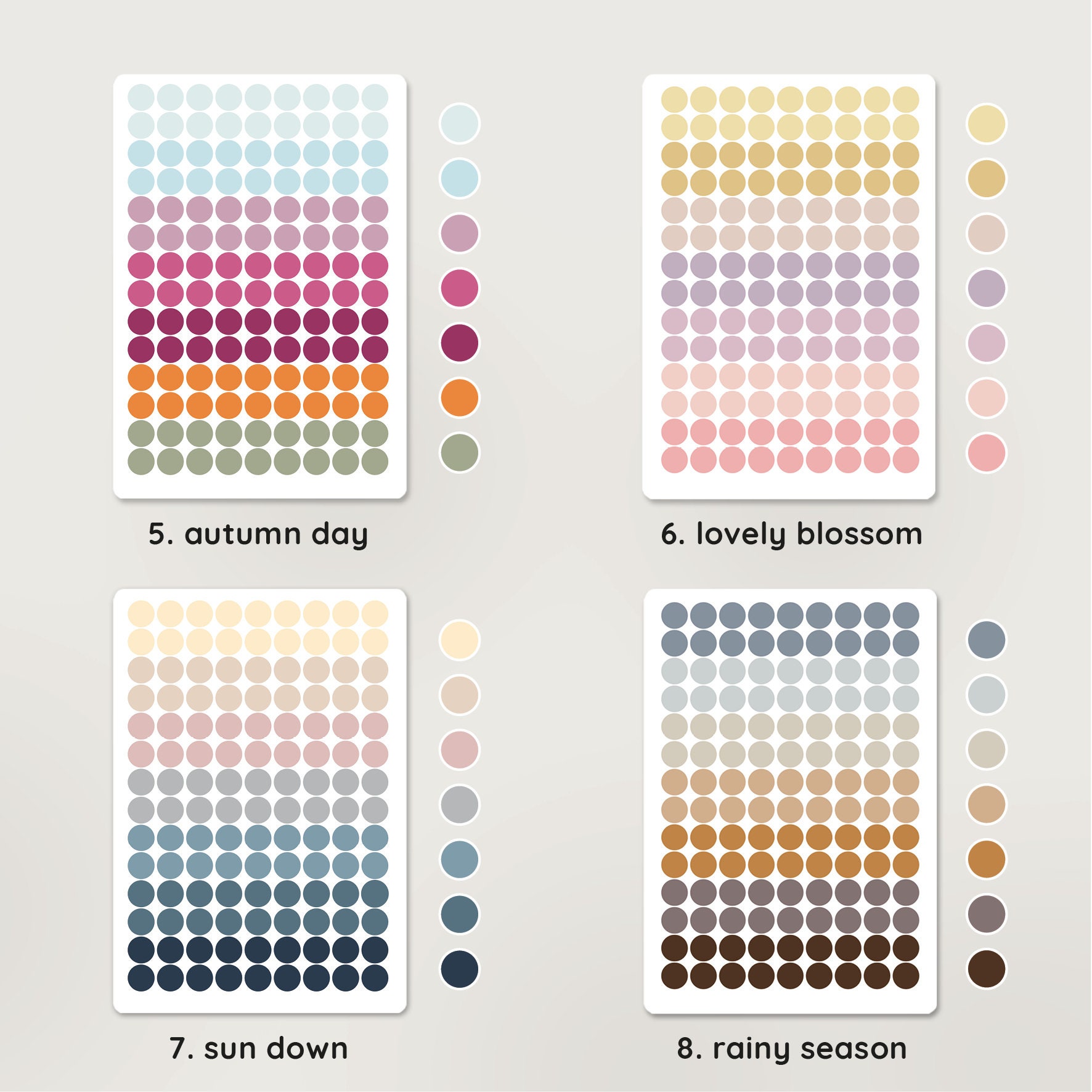 Multi-colored Dots Stickers rimless 23 color palettes 3 | Etsy