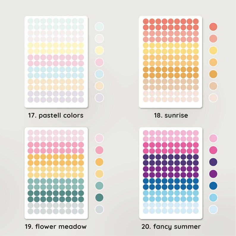 Multi-colored Dots Stickers Rimless 23 Color Palettes 3 - Etsy UK