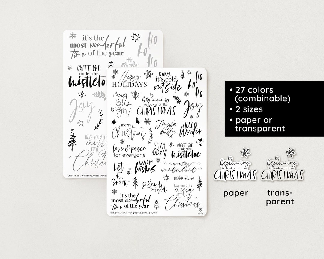 Christmas and Winter Quotes Stickers | 2 Sizes | 27 Colors | Paper and ...