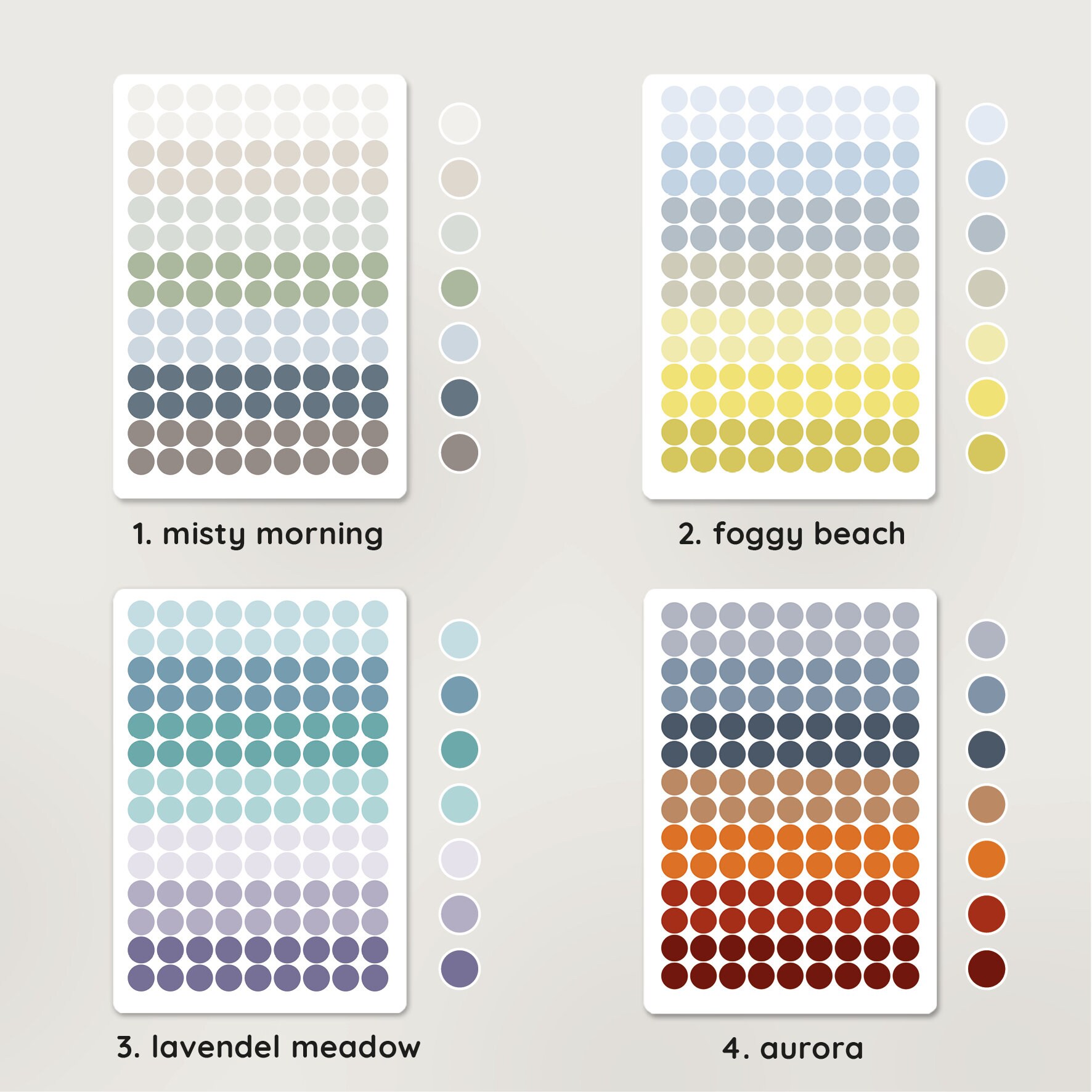Multi-colored Dots Stickers | Rimless | 23 Color Palettes | Transparent ...
