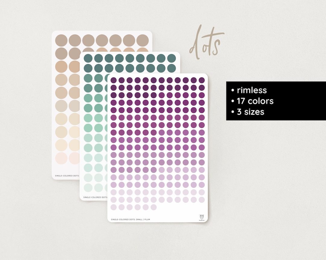 Single-color Dots Stickers | Rimless | 18 Color Palettes | Transparent ...