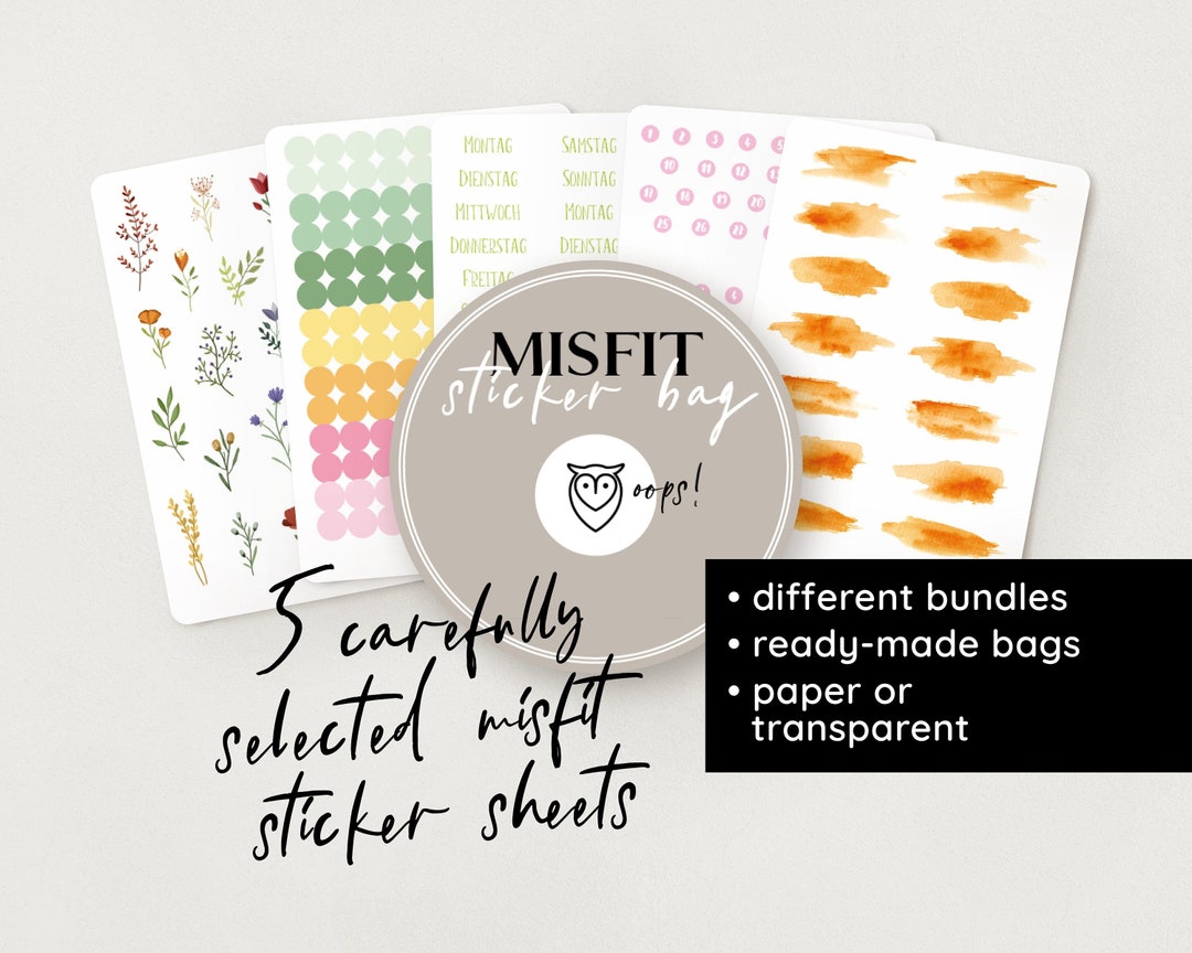 Misfit Sticker Bags | 5 Sticker Sheets per Bag | Different Bundles ...