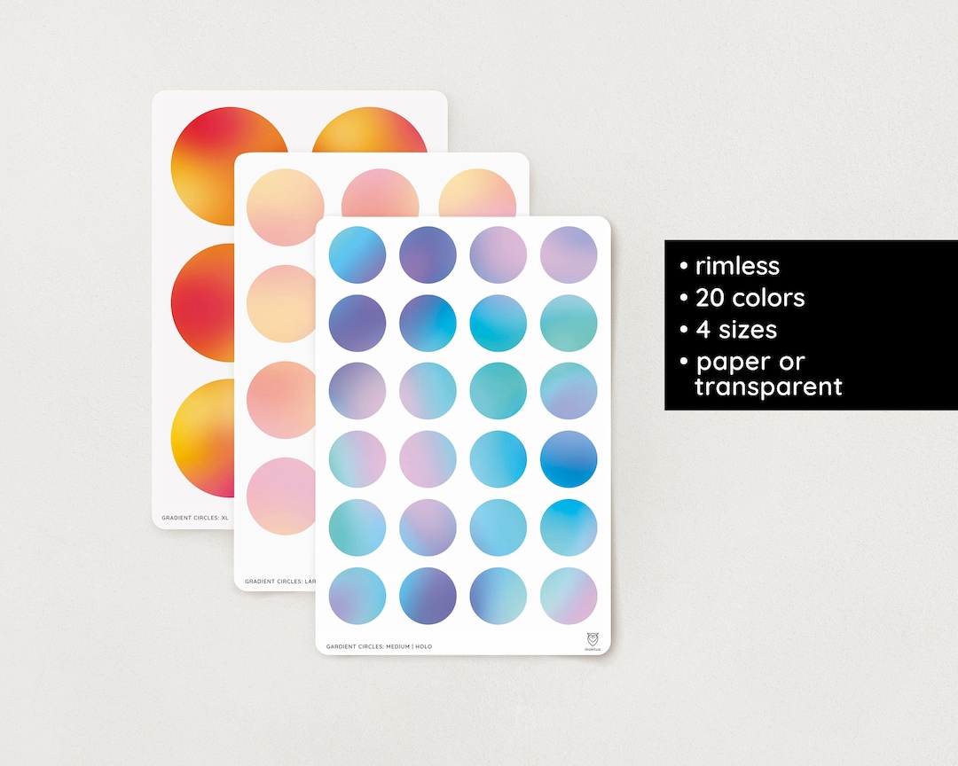 Gradient Circle Stickers 4 Sizes 21 Color Gradients - Etsy