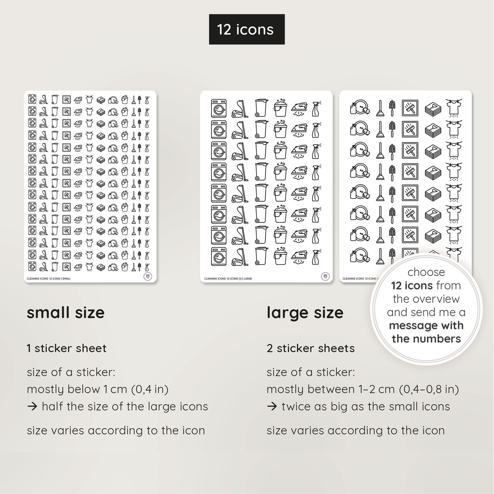 Putz-Symbol Sticker 18 Piktogramme 2 Styles 2 Größen 5 - Etsy