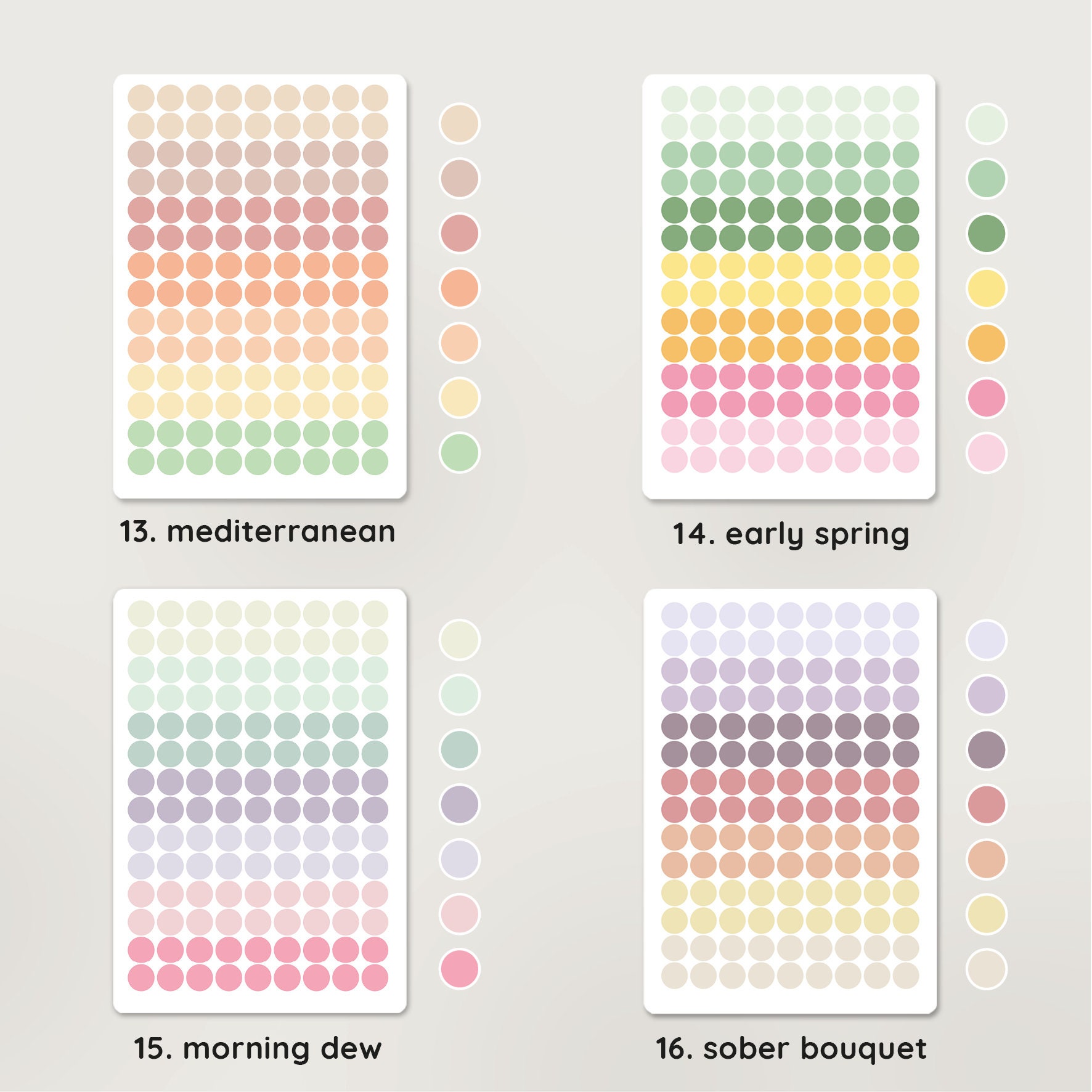Multi-colored Dots Stickers rimless 23 color palettes 3 | Etsy