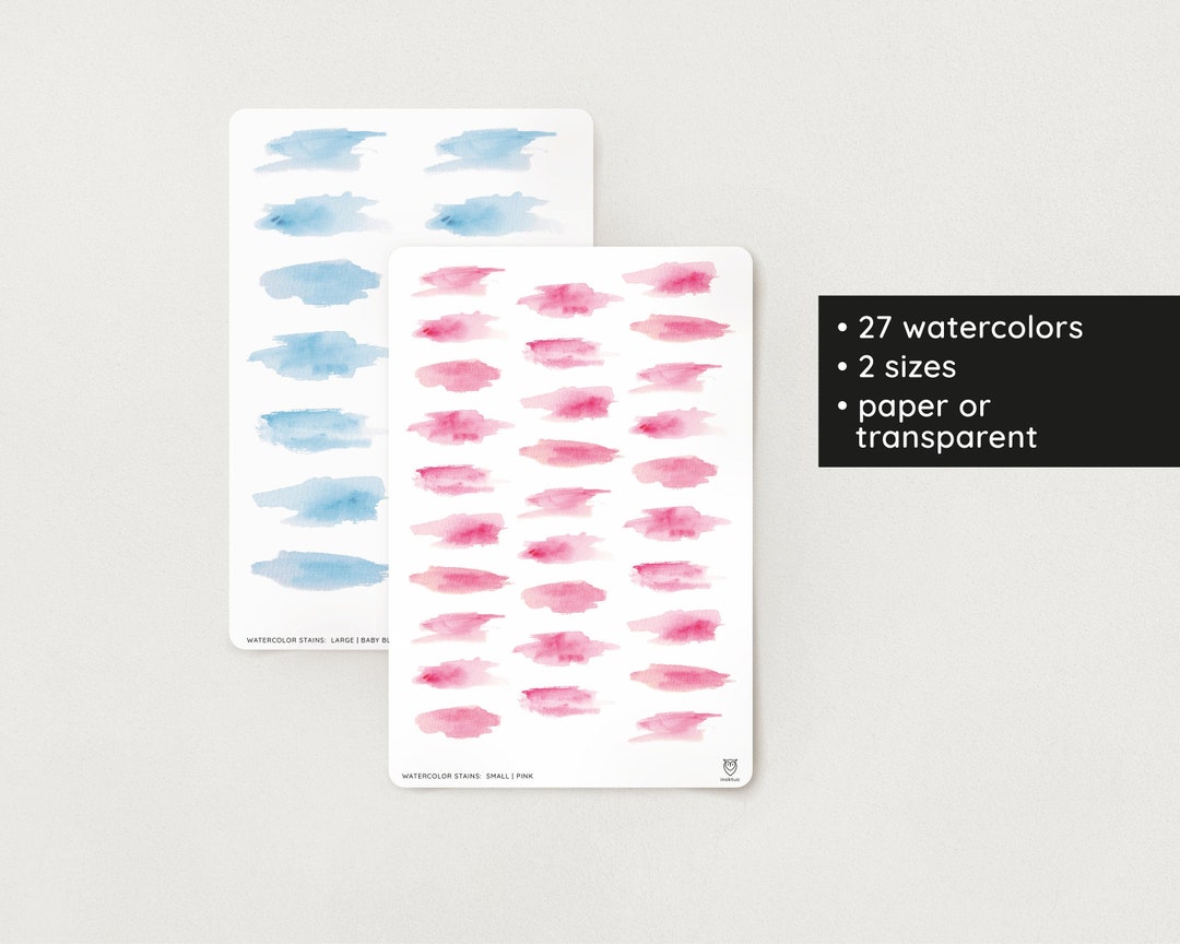 Watercolor Stains Stickers | 2 Sizes | 27 Colors | Transparent – Bullet ...