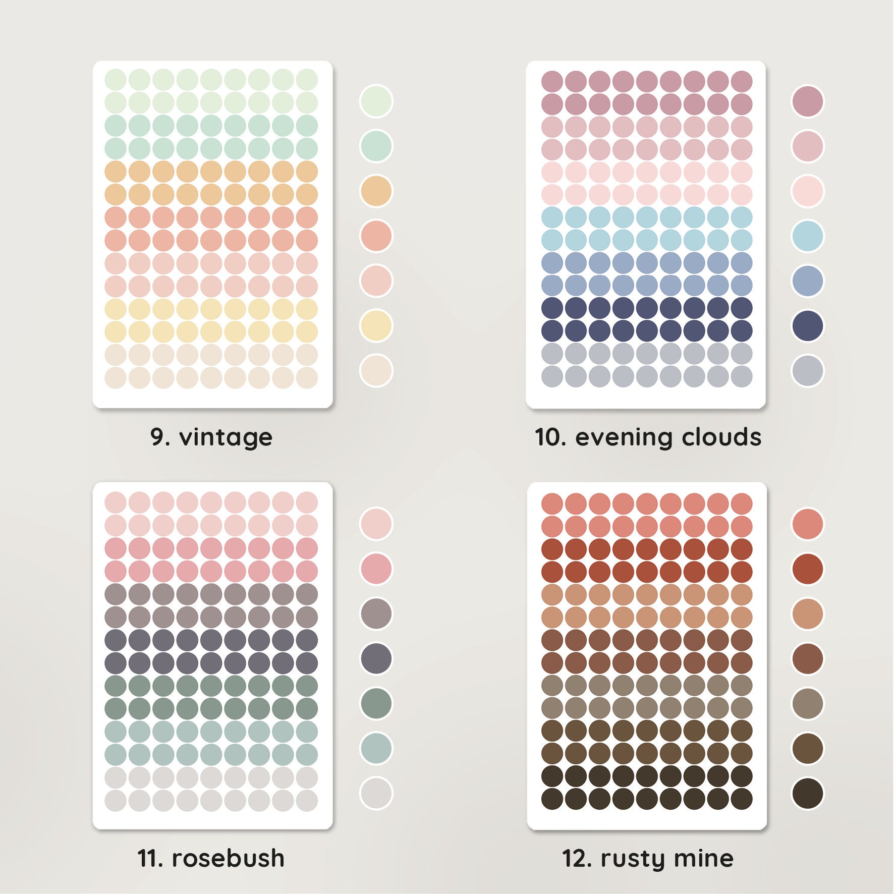 Multi-colored Dots Stickers rimless 23 color palettes 3 | Etsy