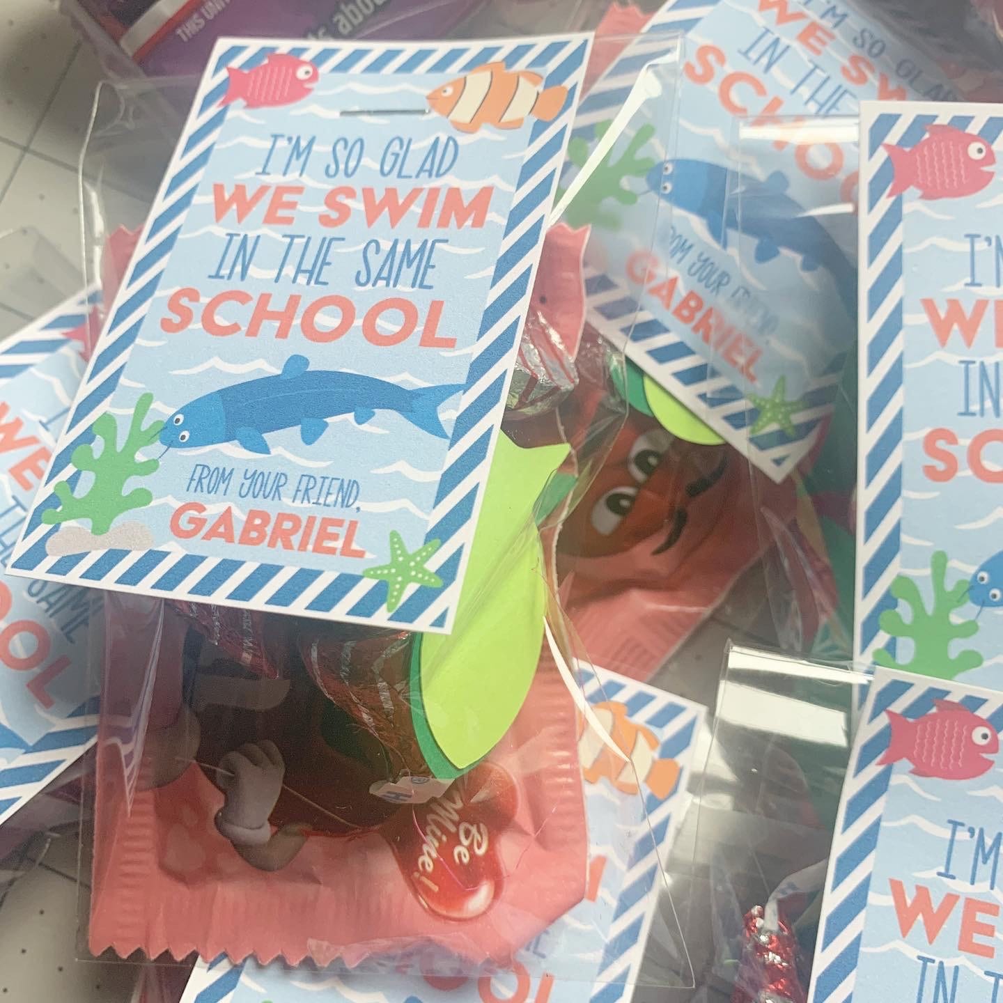 I'm so Glad We Swim in the Same School Valentine DIY Class, School ...