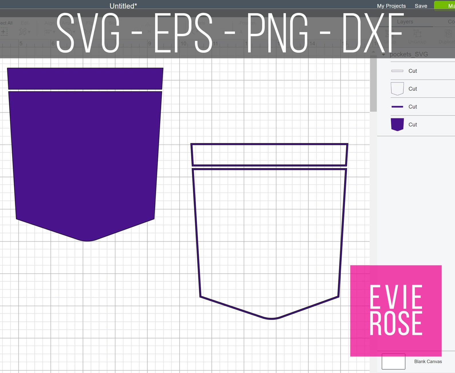 Pockets Cut Files - SVG, PNG, EPS and Dxf Files Included - Solid and ...