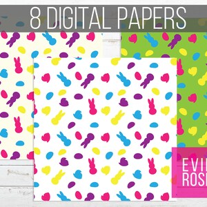 Easter Candy Confetti Digital Papers - Eight Colors! - Bunnies, Chicks ...