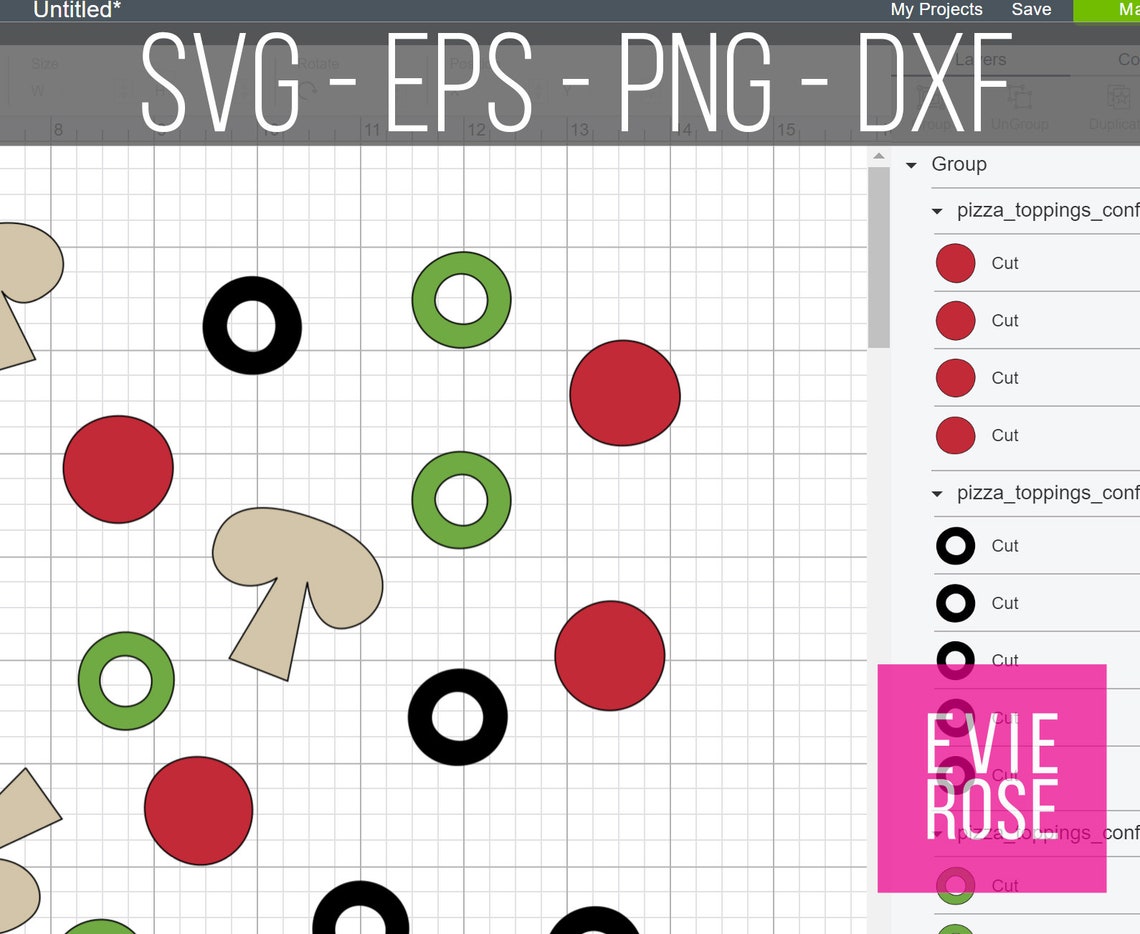 Pizza Toppings Confetti SVG, EPS, PNG and Dxf - Cricut Craft Cut Files ...