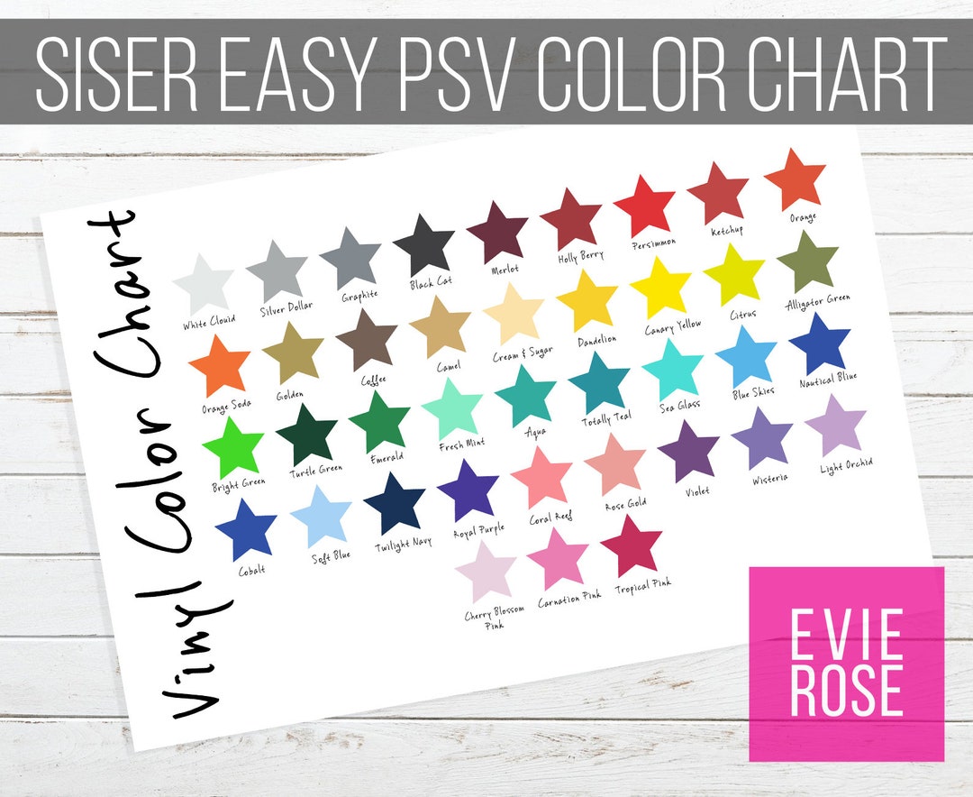 Siser Easypsv Color Chart Graphic for Your Etsy Shop - Star Shaped ...