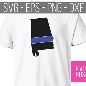 Alabama Thin Blue Line SVG, DXF, Eps, and Png Cut Files, Police Support ...