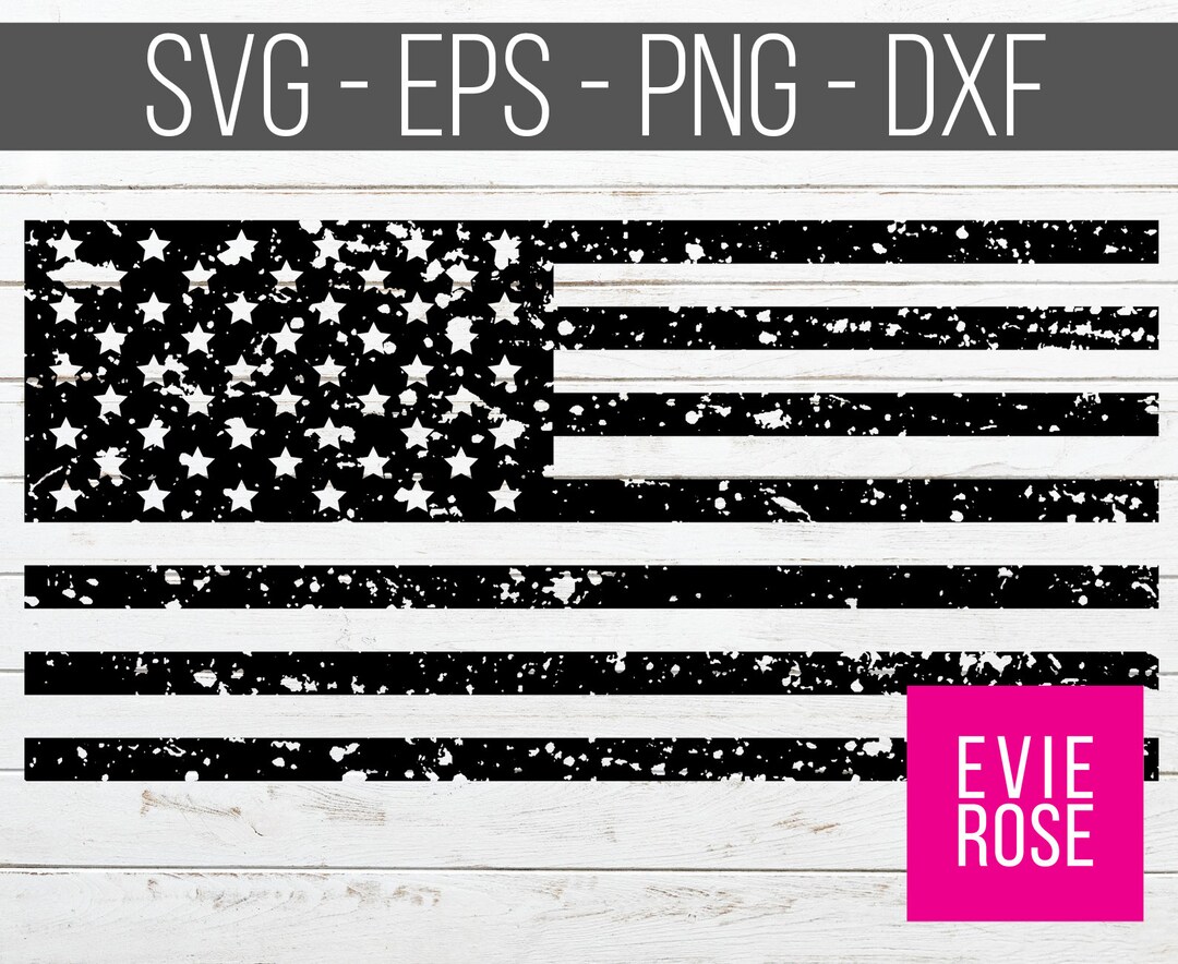 Distressed American Flag SVG, DXF, Png and Eps Cut File, Distressed USA ...