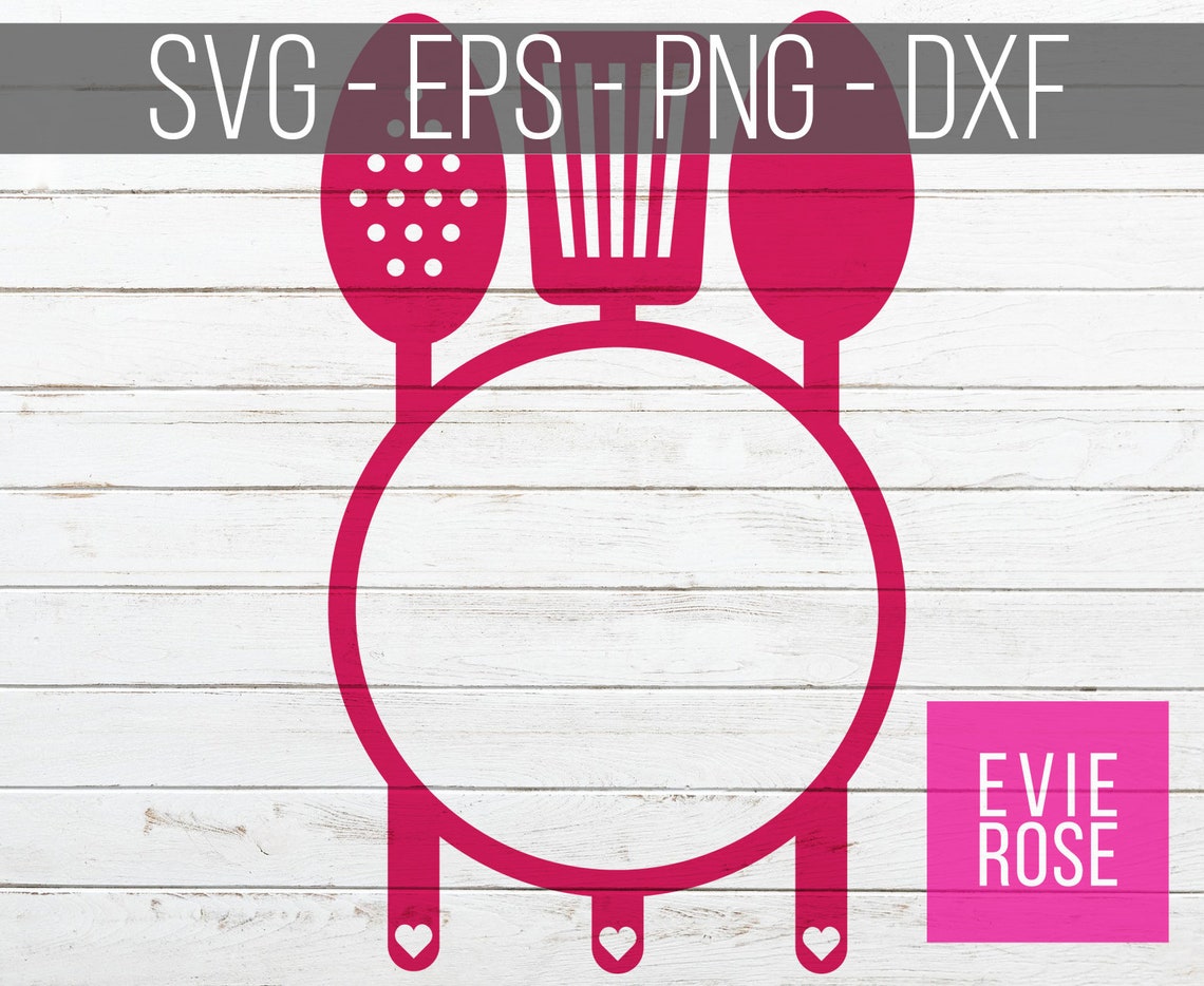 Kitchen Utensils Monogram Frame SVG Clipart Bundle SVG EPS - Etsy