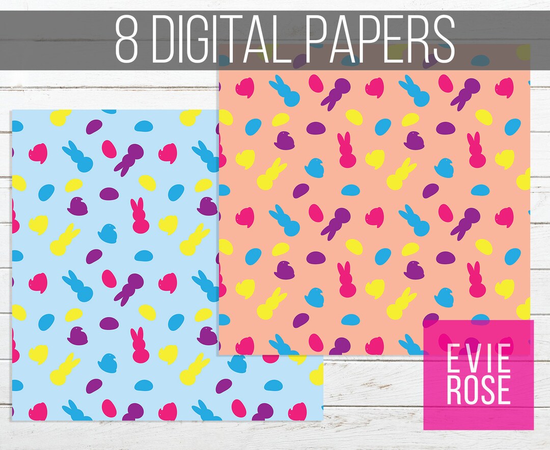 Easter Candy Confetti Digital Papers - Eight Colors! - Bunnies, Chicks ...
