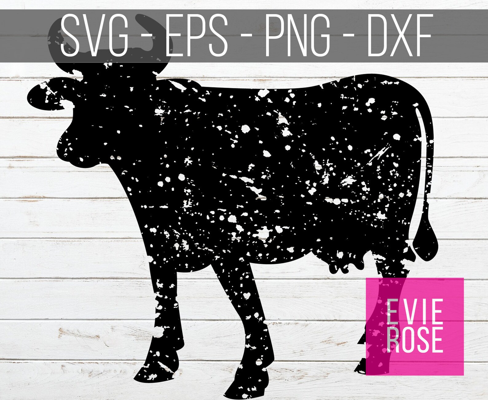 Distressed Cow File Set Grunge PNG EPS Dxf Cut File - Etsy