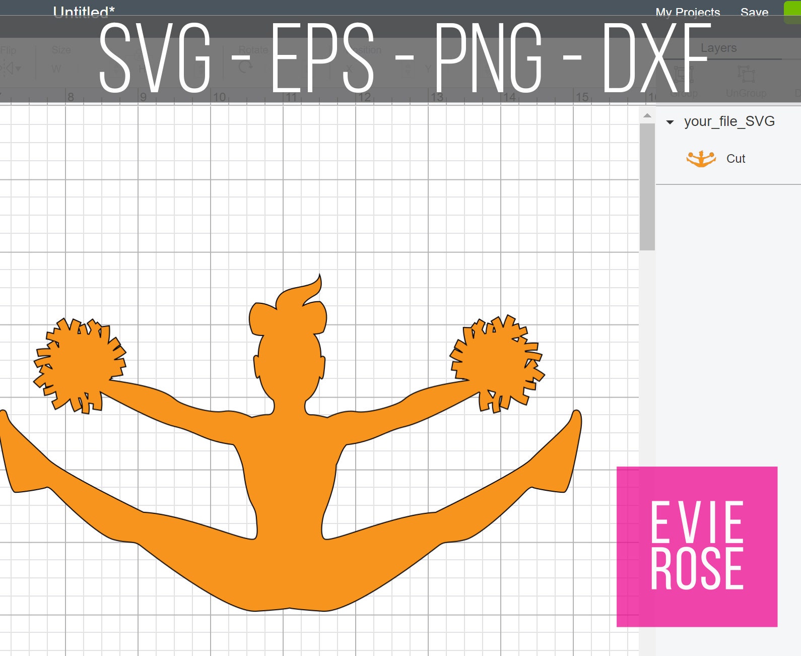 Cheerleader Silhouette SVG File Set - Cheer Girl With A Bow - PNG, EPS ...