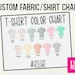 CUSTOM Tshirt Fabric Color Chart Graphic for Your Etsy Shop - Etsy