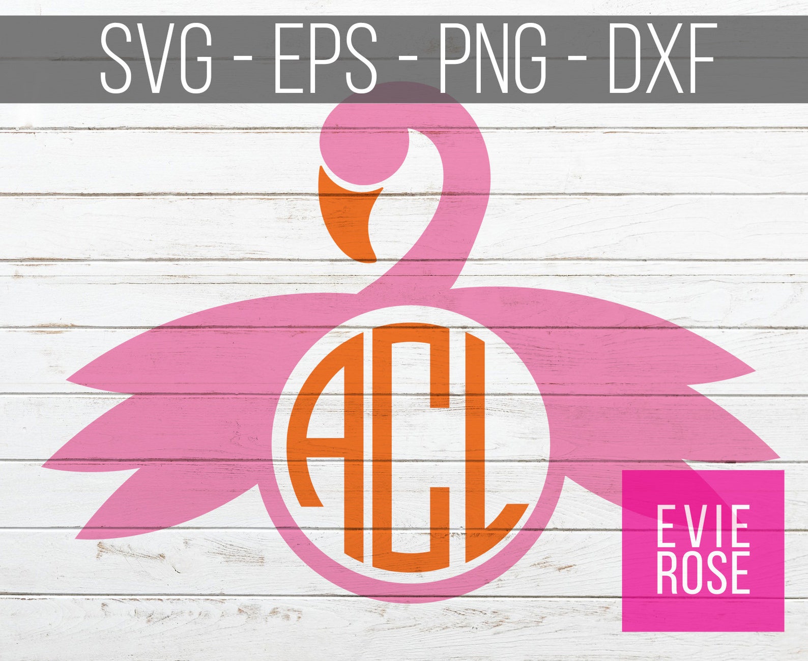 Flamingo Monogram Frame SVG EPS Png and Dxf Summer Cutting | Etsy