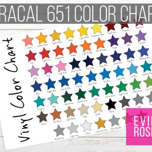 Oracal 651 Color Chart Graphic for Your Etsy Shop - Star Shaped Color ...