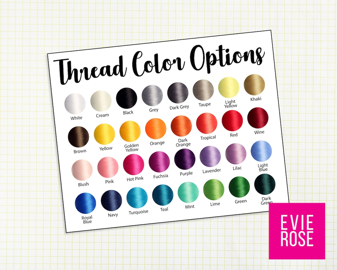 Embroidery Thread Color Swatch Chart Graphic for Your Etsy Shop - Basic ...