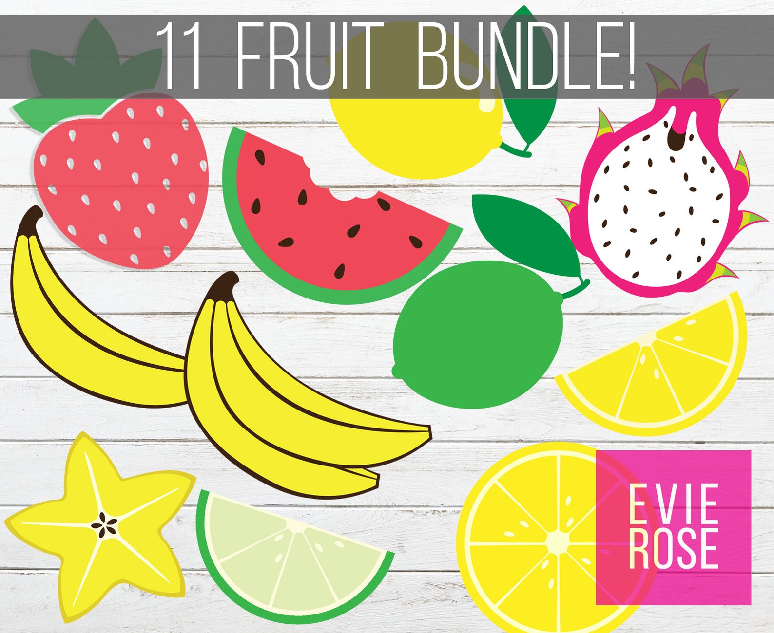 Fruit Cut File Bundle Banana Strawberry Watermelon - Etsy