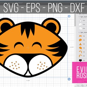 Layered Tiger Cut File SVG DXF, PNG and Eps - Instant Download File Set ...
