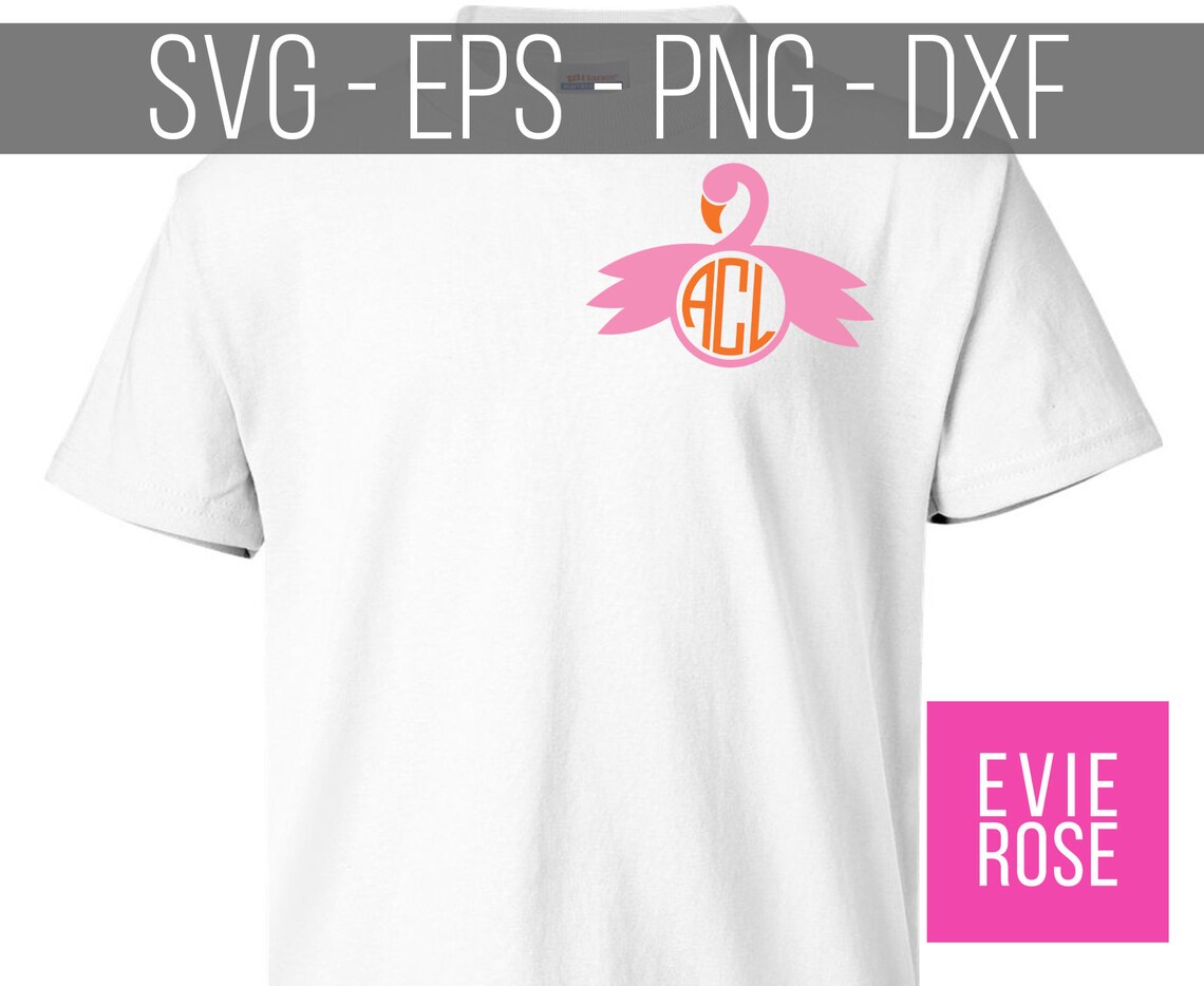 Flamingo Monogram Frame SVG, EPS, Png and Dxf - Summer Cutting Files ...