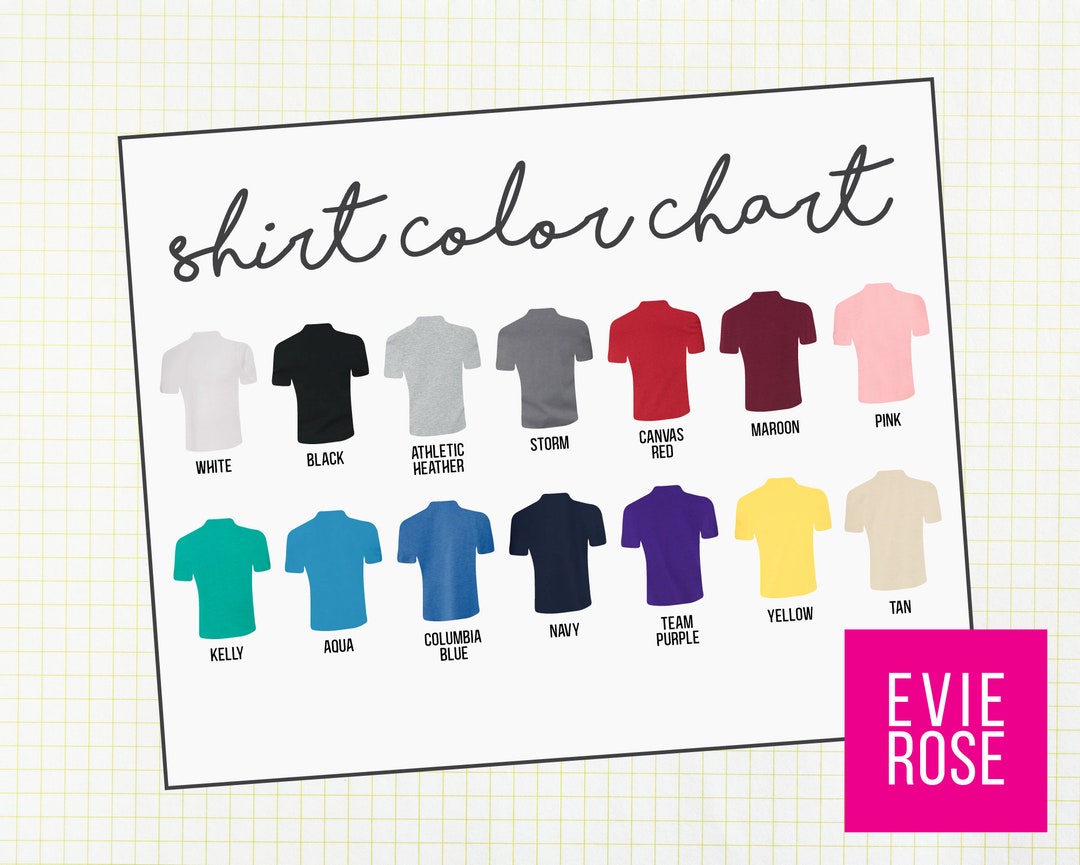 Basic Color Chart for Bella & Canvas Unisex Jersey BC3001, Includes ...