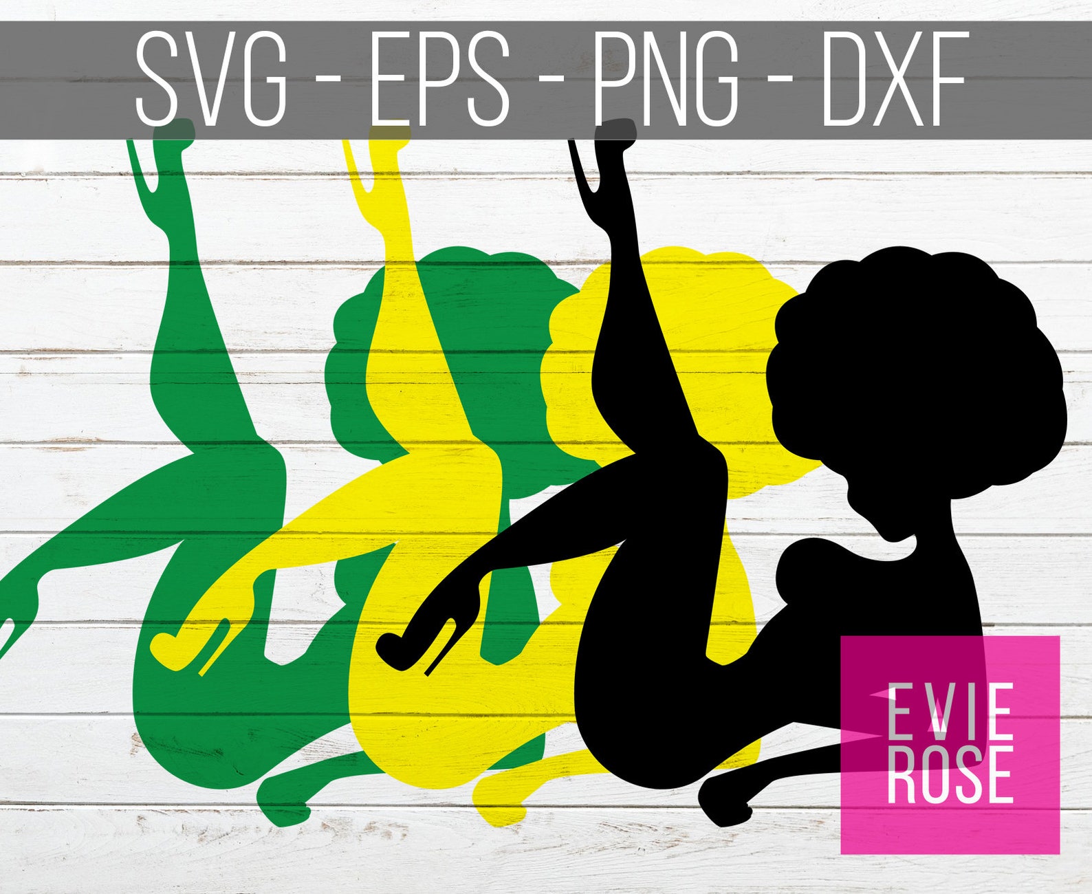 Pinup Girl Silhouette SVG File Set - Pretty Afro Woman Pin up Style ...