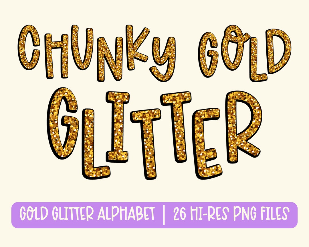 Chunky Gold Glitter and Black Letters, Alphabet for Sublimation Designs ...