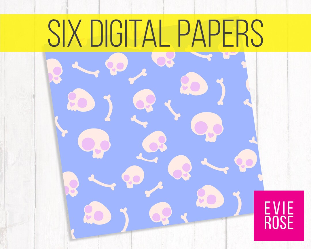 Cute Skull and Bones Digital Paper - High Resolution Digital Scrapbook ...