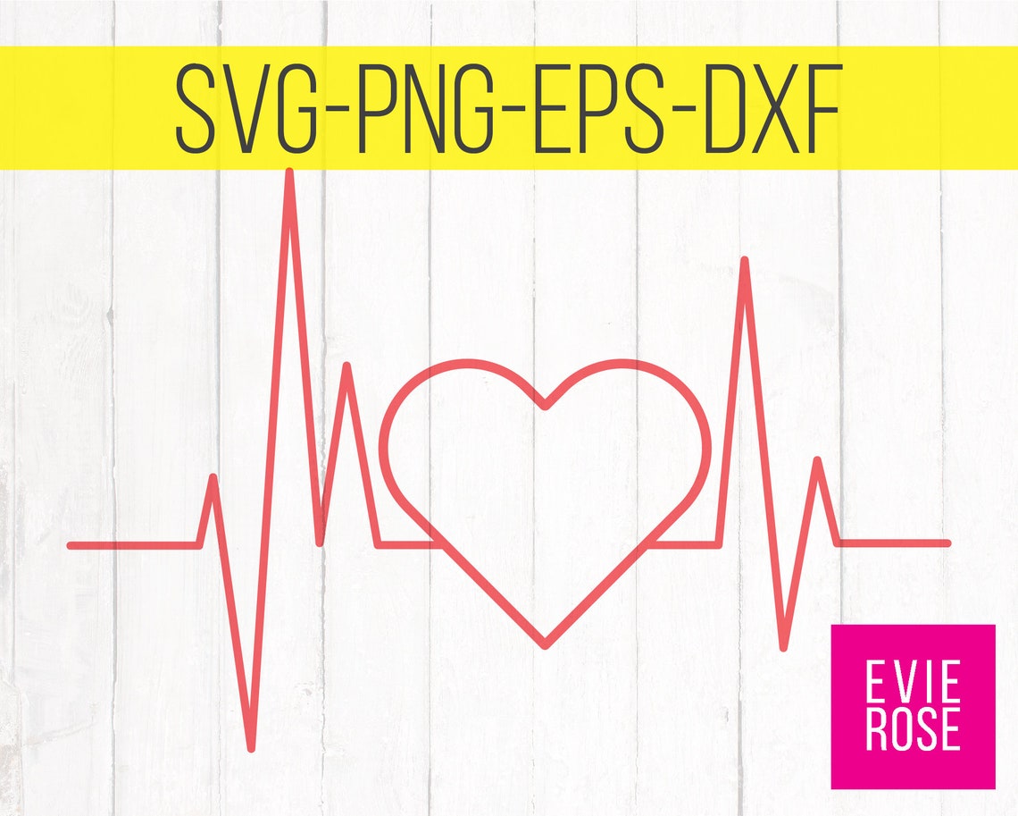 Heartbeat With Heart SVG Cut File Nurse EKG ECG Life | Etsy