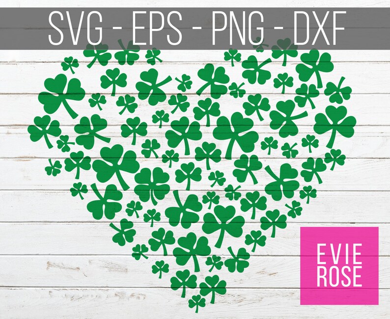 Heart of Clovers With Hidden Four Leaf Clover - SVG, EPS, PNG and Dxf ...